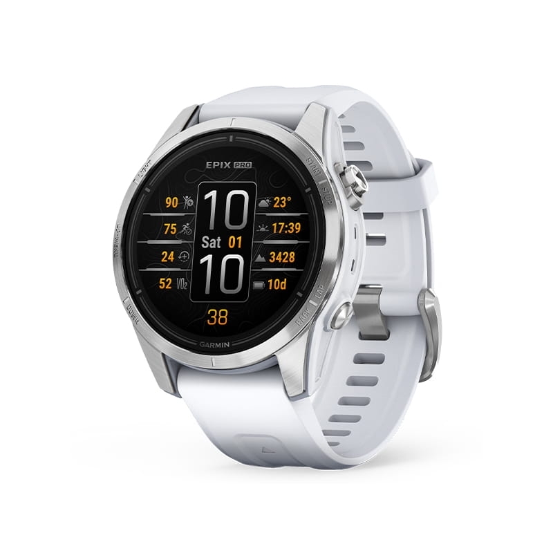 Garmin Epix Pro Gen 2 42 mm Srebrny z białym paskiem 010-02802-01 - gps ...